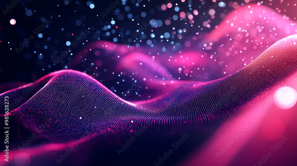 Neon multi-colored sound waves.The glowing lines pulse with energy ...