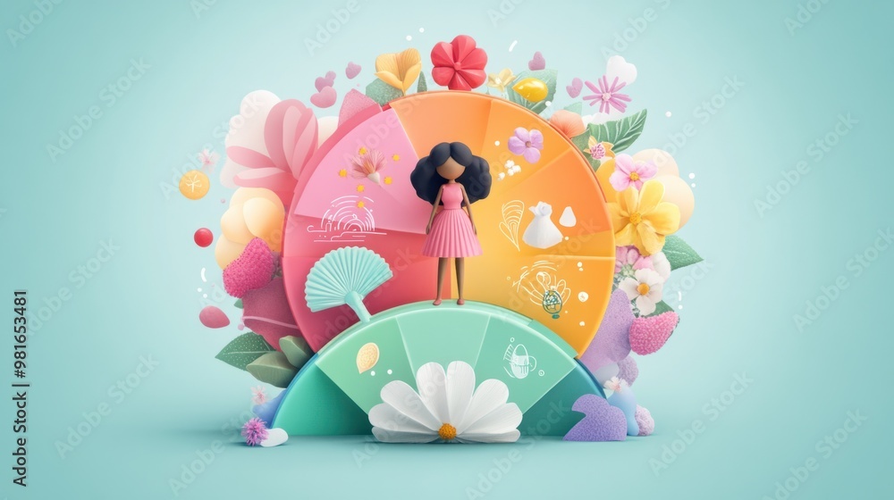 A digital infographic showing the stages of a healthy menstrual cycle ...