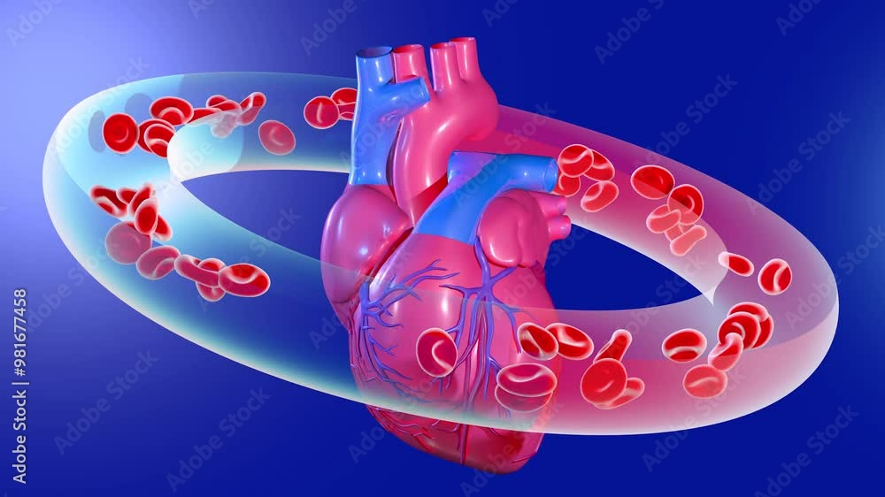 Animación 3d de un corazón latiendo, mostrando las arterias coronarias ...