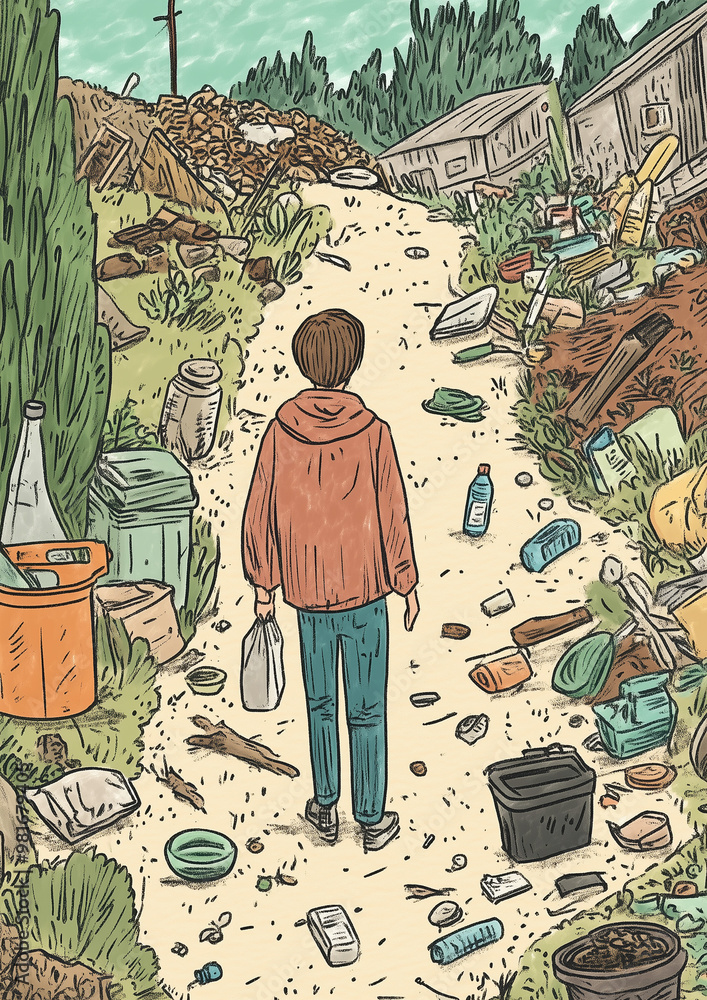 infographic, featuring a central figure, walking through their daily ...