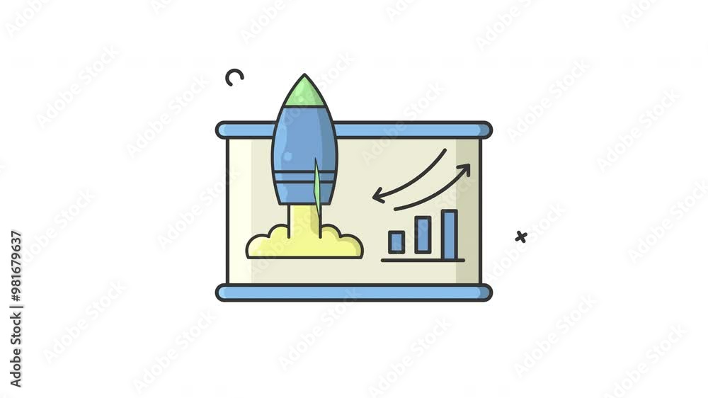 rocket presentation chart for business animated icon alpha channel ...