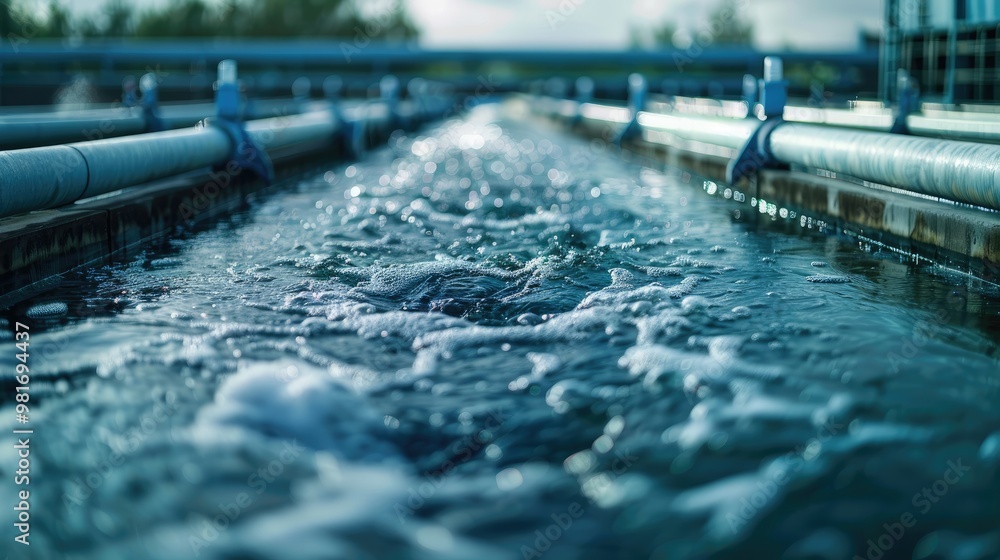 Water flowing through pipes. This image is perfect for illustrating the ...