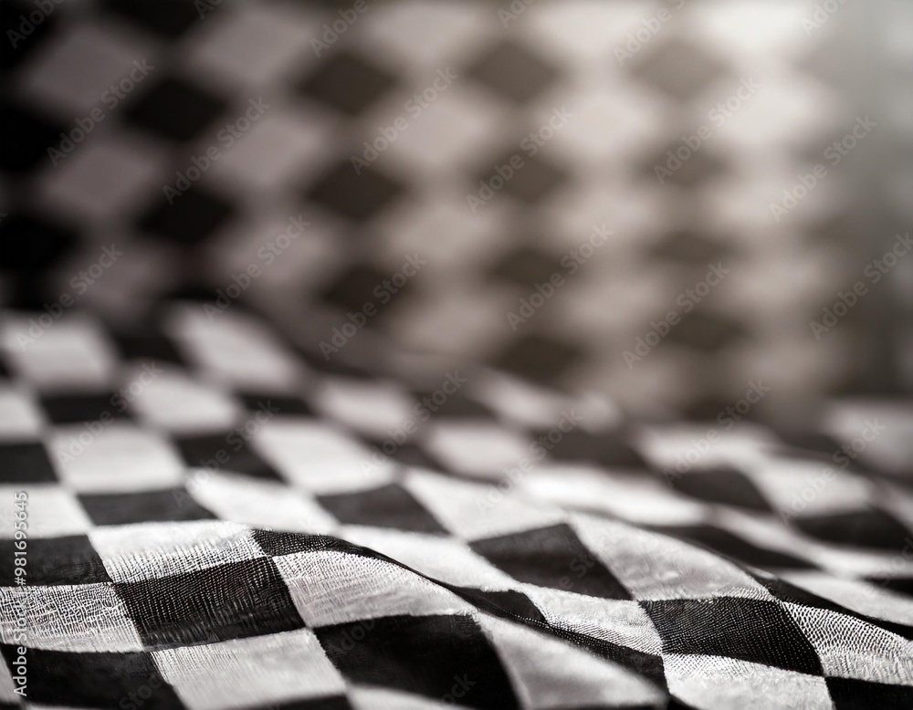 Classic black and white checkered background with depth of field for a ...