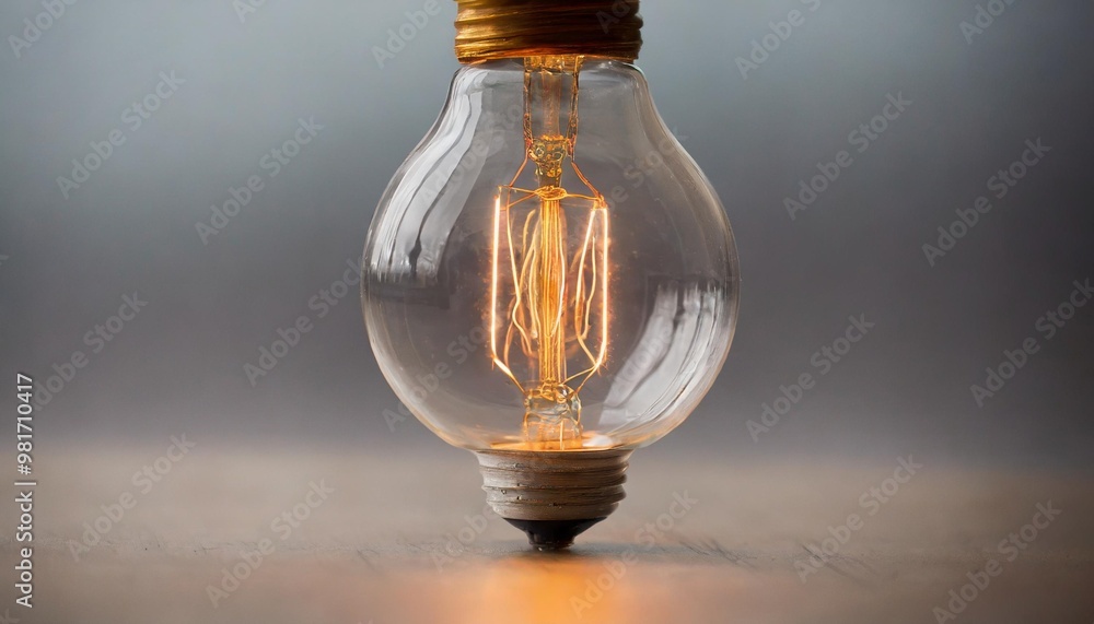 Isolated light bulb with depth of field capturing filament detail and ...