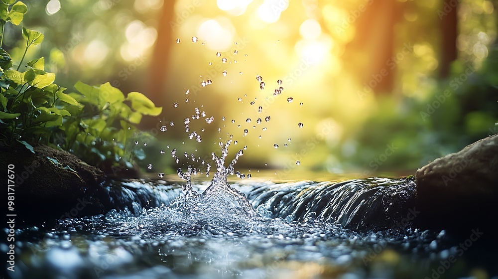 Generative AI Image of Tranquil Water Stream Flow at River Drain with ...