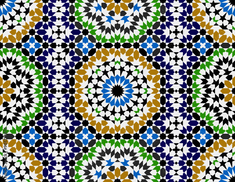 Seamless Geometric Pattern Moroccan Style Zellige The Art of Mosaic ...