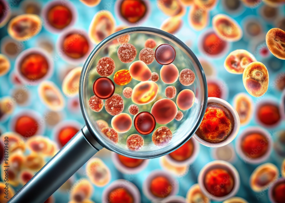 A microscopic illustration of a urinalysis sample with a cloudy ...