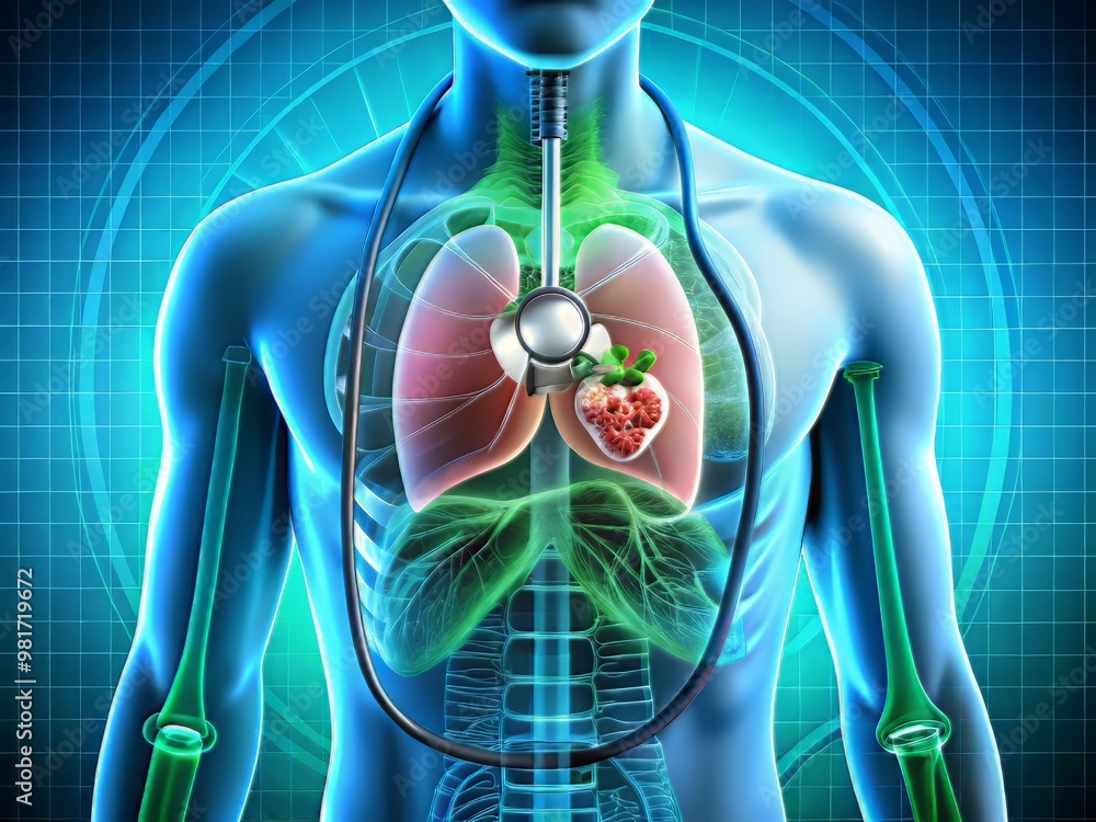 Detailed vector illustration of a human torso with internal organs ...