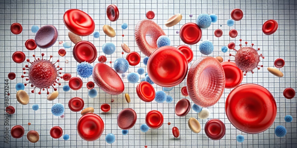 A medical illustration of a complete blood count test result showing ...