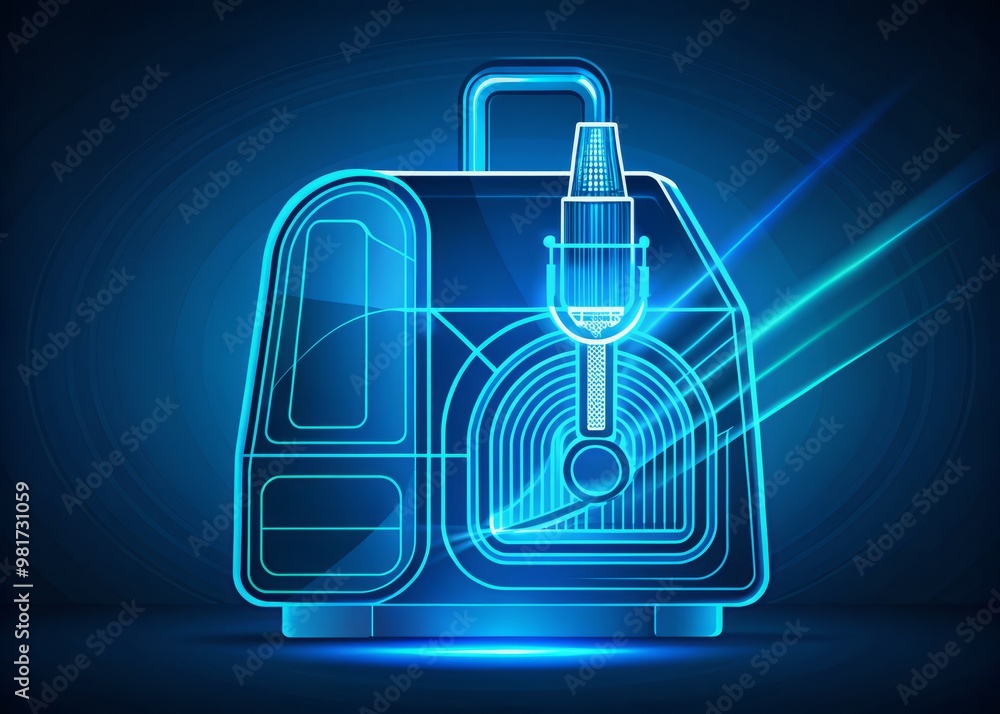 A futuristic vector representation of a nebulizer machine with bold ...