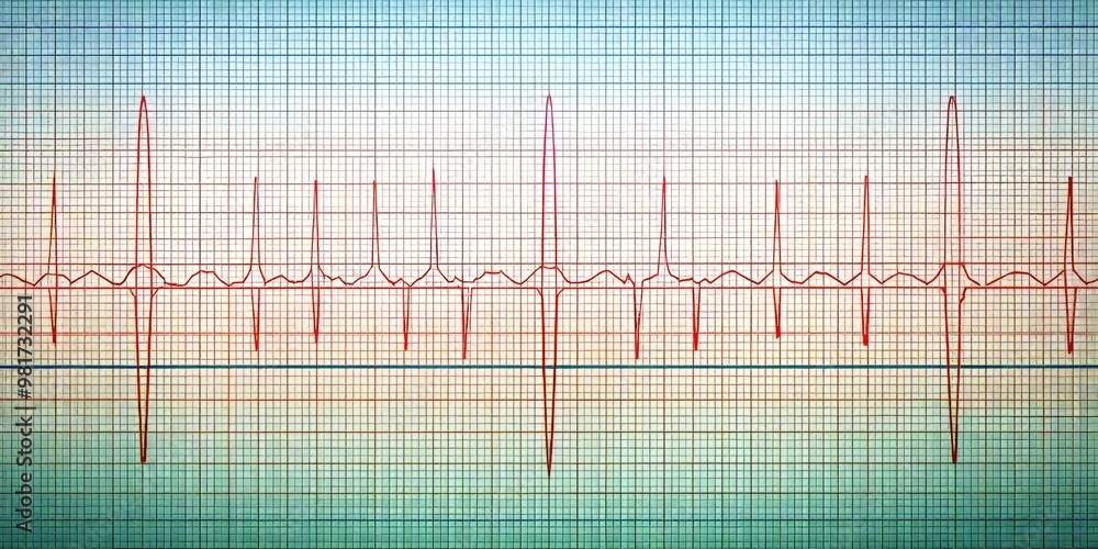 A stylized illustration of ECG clinical guidelines featuring a subtle ...