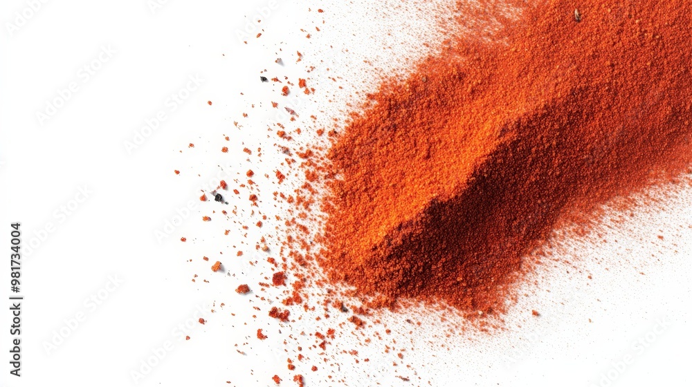 Vibrant splash of red powder on a white background. Perfect for spice ...