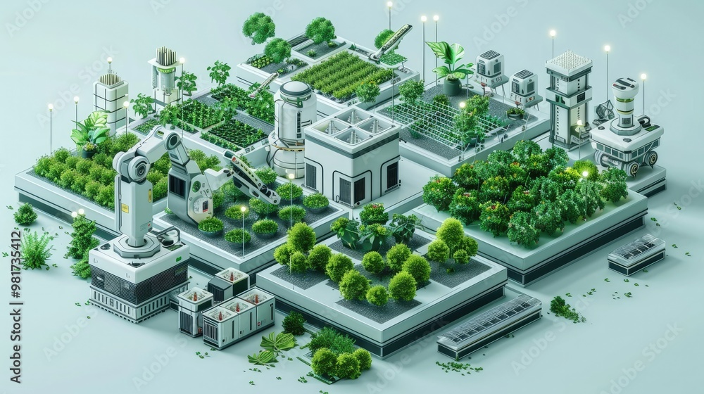 Futuristic green and eco friendly smart city landscape with sustainable ...