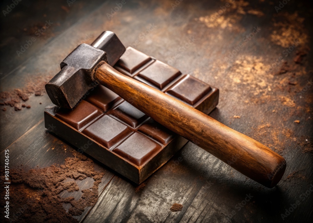 From a low-angle perspective, a vintage-inspired hammer with a smoothly ...