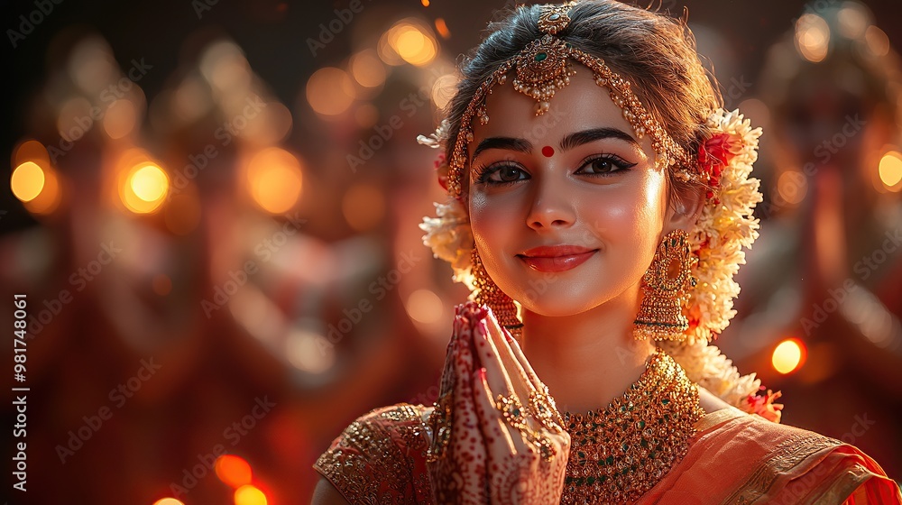 Joyful Indian Classical Dancer in Traditional Attire with a Radiant ...