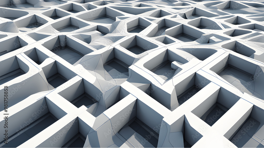 3D renderings of abstract civil engineering designs made up of lines ...