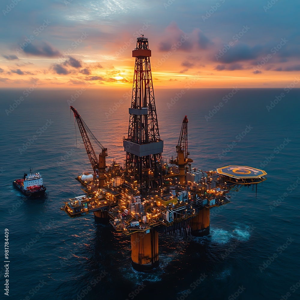 Offshore Drilling Rig: A massive offshore platform situated in the ...