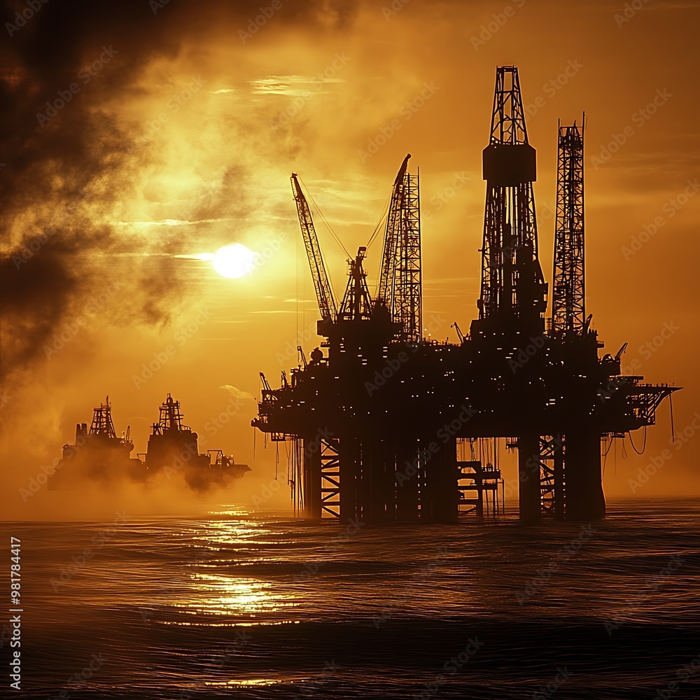 Offshore Drilling Rig: A massive offshore platform situated in the ...