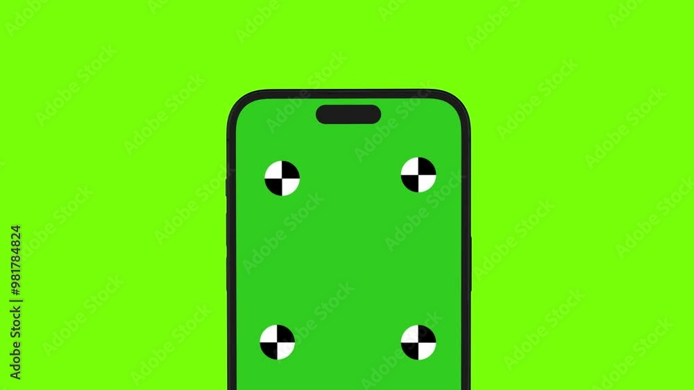 3d Smartphone green screen with marks for tracking - phone rotations ...