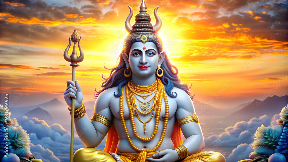 Lord Shiva, the Hindu deity, depicted in various roles such as ascetic ...