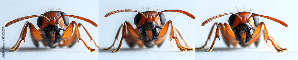 “Three Different Ant Species in Frontal View, Isolated on a White ...