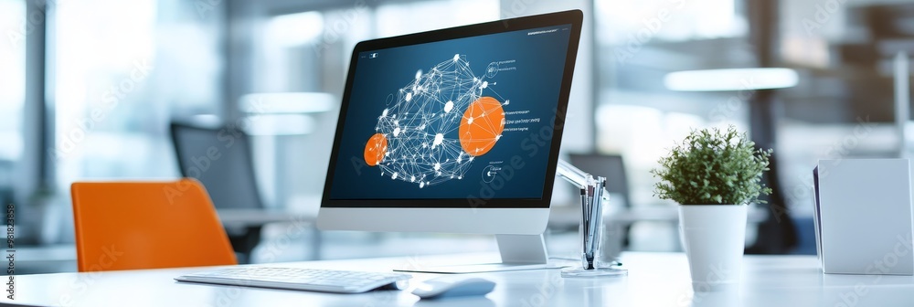 Tech-Savvy Workplace: Navigating Innovation, showcasing a modern office ...