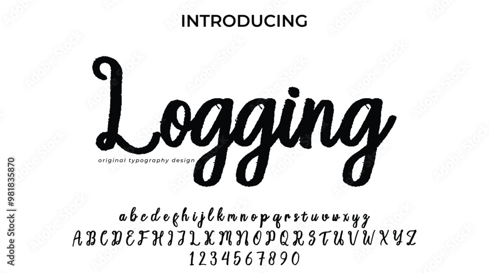 Logging Font Stylish brush painted an uppercase vector letters ...