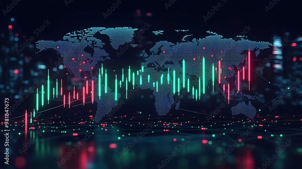 A market sentiment chart with alternating green and red candlesticks ...