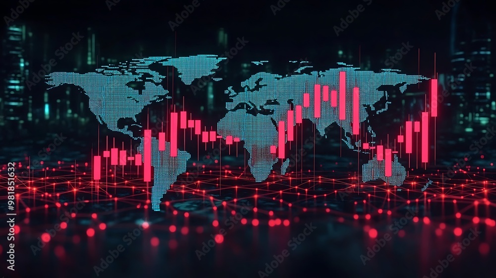 Red candlesticks dropping sharply on a cryptocurrency chart, projected ...