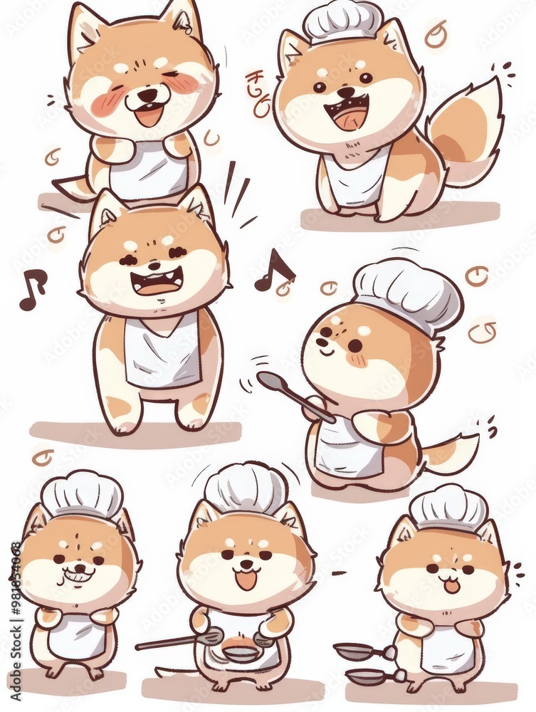 cute dog wearing a chef outfit,cooking,cute,soft and pastel color mood ...