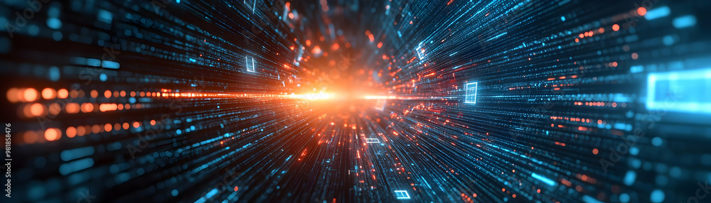 Close-Up of Glowing Secured Data Packets for Poll Predictions Traveling ...