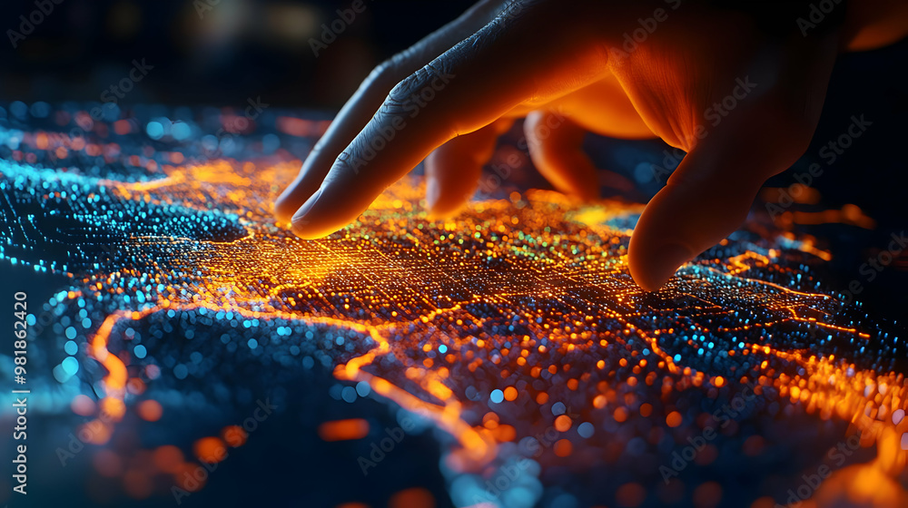 3D Holographic Electoral Map Concept: Voter's Hand Manipulating Real ...