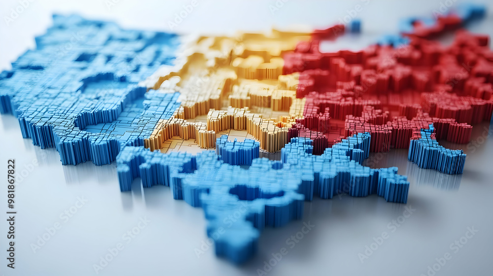 3D Abstract Electoral Map Animation Concept: Color-Changing Districts ...