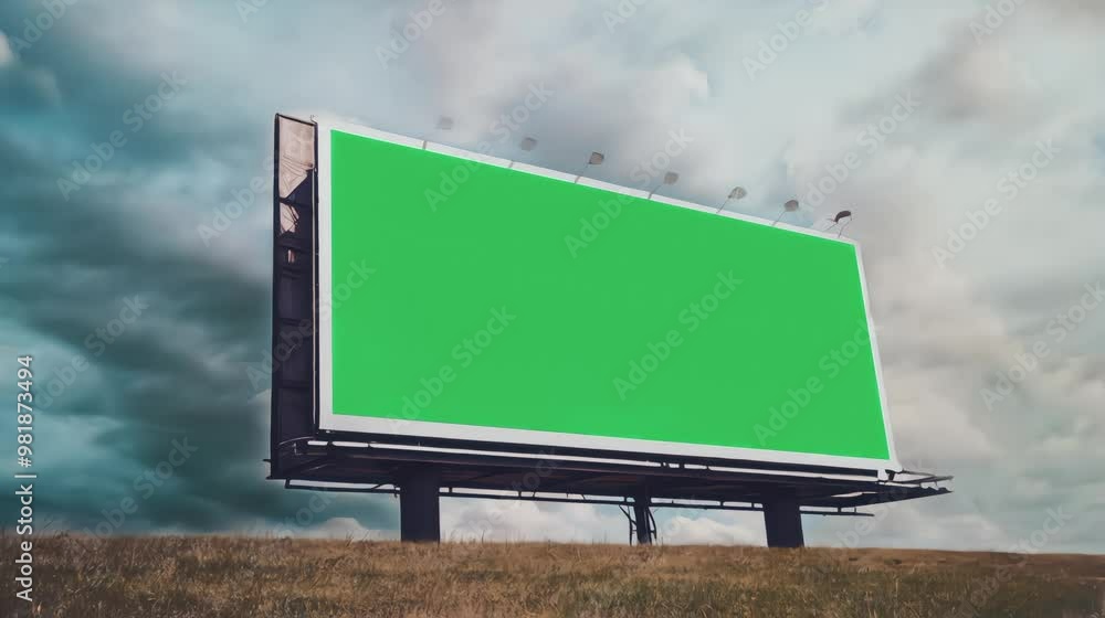 billboard wide blank green billboard or large advertising display ...