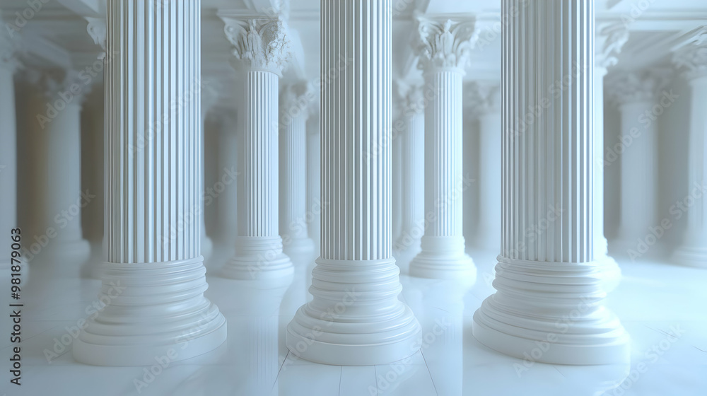 3D Floating Democratic Pillars Concept - Wide Shot of Classical Pillars ...