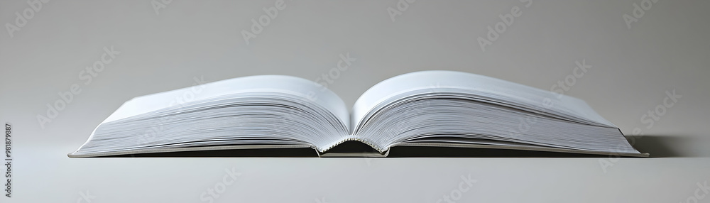 Wide Shot of Plain White Open Book on Neutral Background - Capturing ...