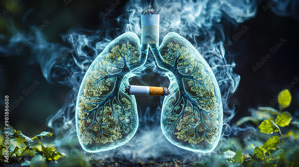 Holographic lungs formed by smoke rising from cigarettes create ...