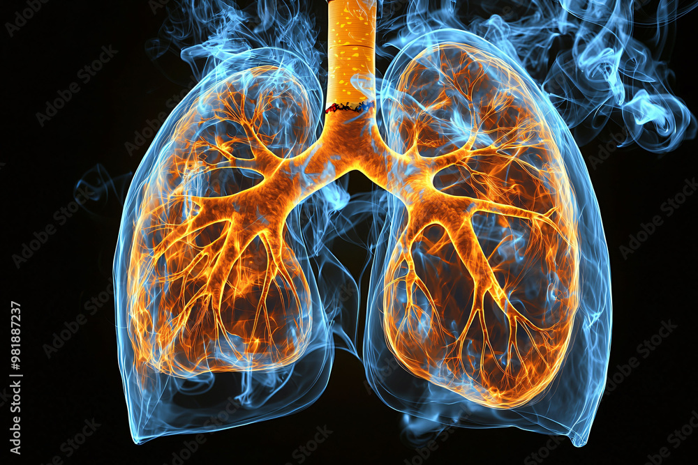 Lungs filled with swirling cigarette smoke create striking visual ...