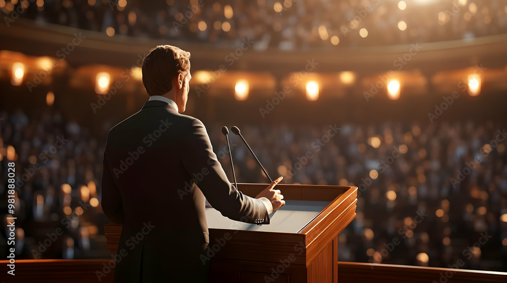 3D Politician Speech with Floating Word Cloud Key Phrases in Medium ...