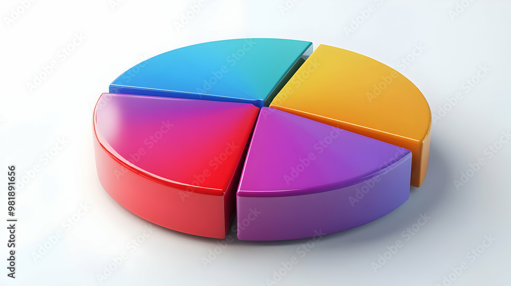 3D Plain Backdrop with Animated Pie Chart Concept on Clean White ...