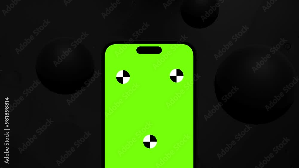 3d Smartphone green screen with marks for tracking - phone rotations ...