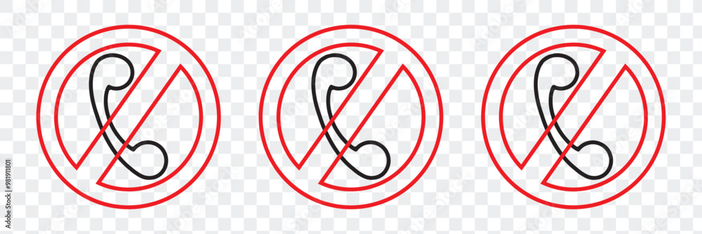 Stop red sign icon set. Stop signs with white hand, exclamation mark ...