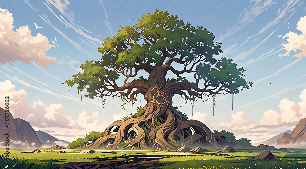 A minimal design of the world tree, Yggdrasil, with its branches ...