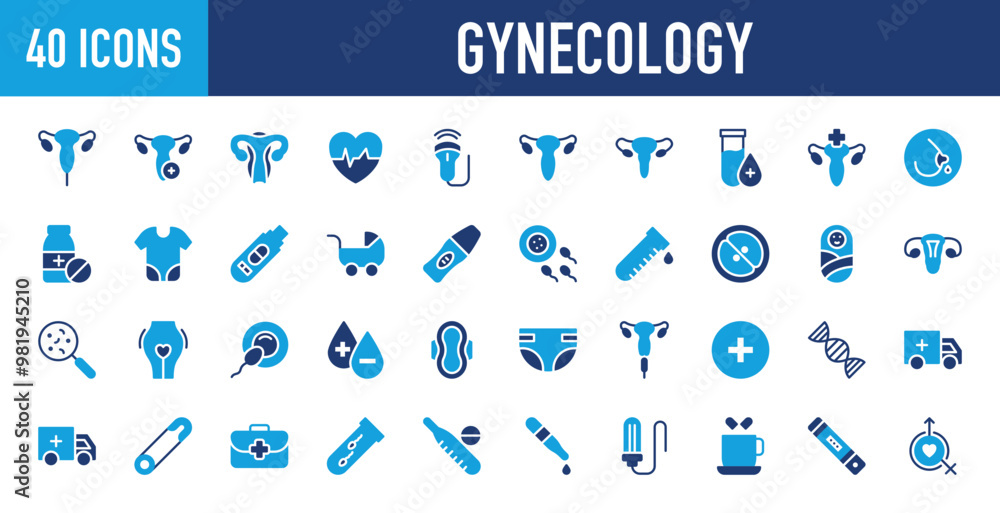 Set of 40 Gynecology icons. Gynecology web icon in life style ...