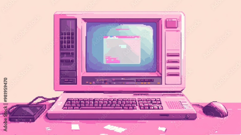 Retro old computer user interface,Pink Y2K computer window page and ...