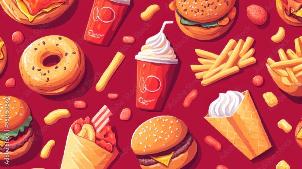 Pixel Art Fast Food Vector Set with Burger,pizza,Soda,Ice Cream,Hot Dog ...