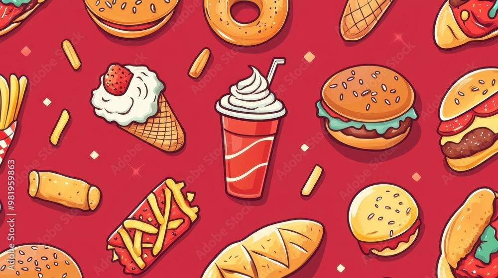Pixel Art Fast Food Vector Set with Burger,pizza,Soda,Ice Cream,Hot Dog ...
