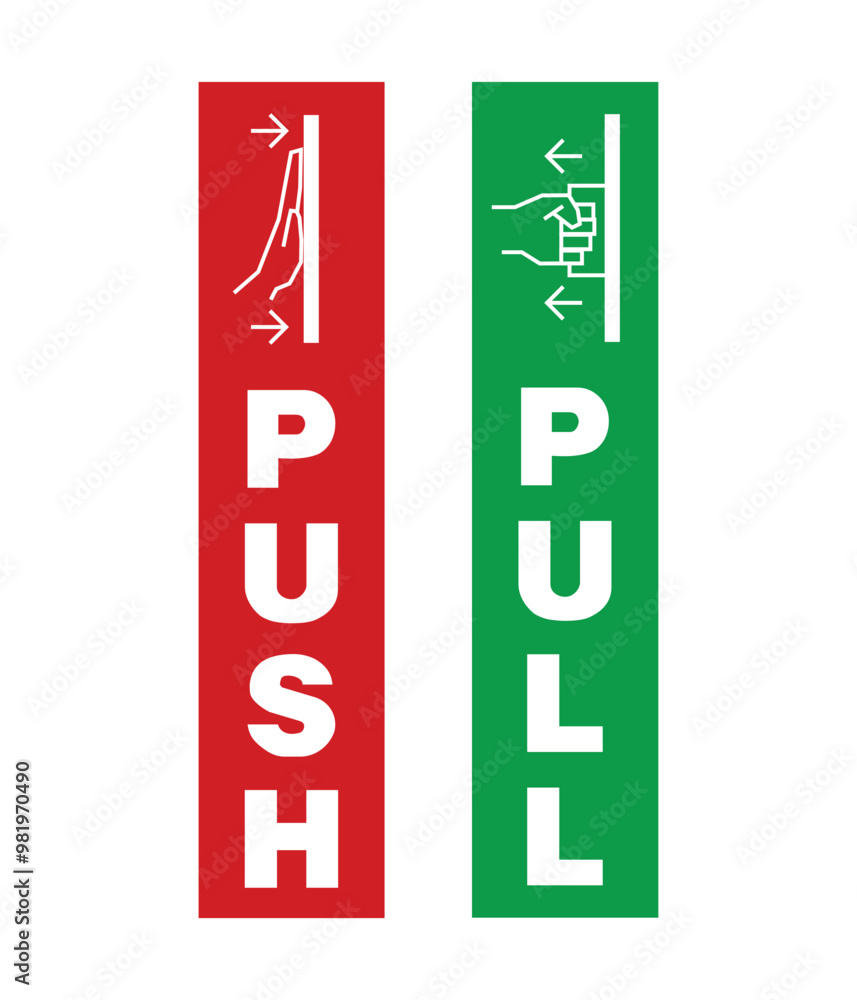 Push Pull Door Sign, Push and Pull Symbol Vector, Design Templet, Door ...