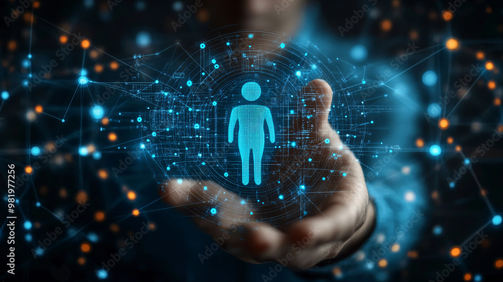 Holographic human data connections showcase digital transformation ...