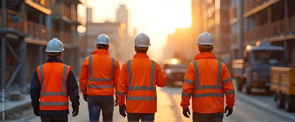 backshot of Construction supervisors overseeing a project, Construction ...